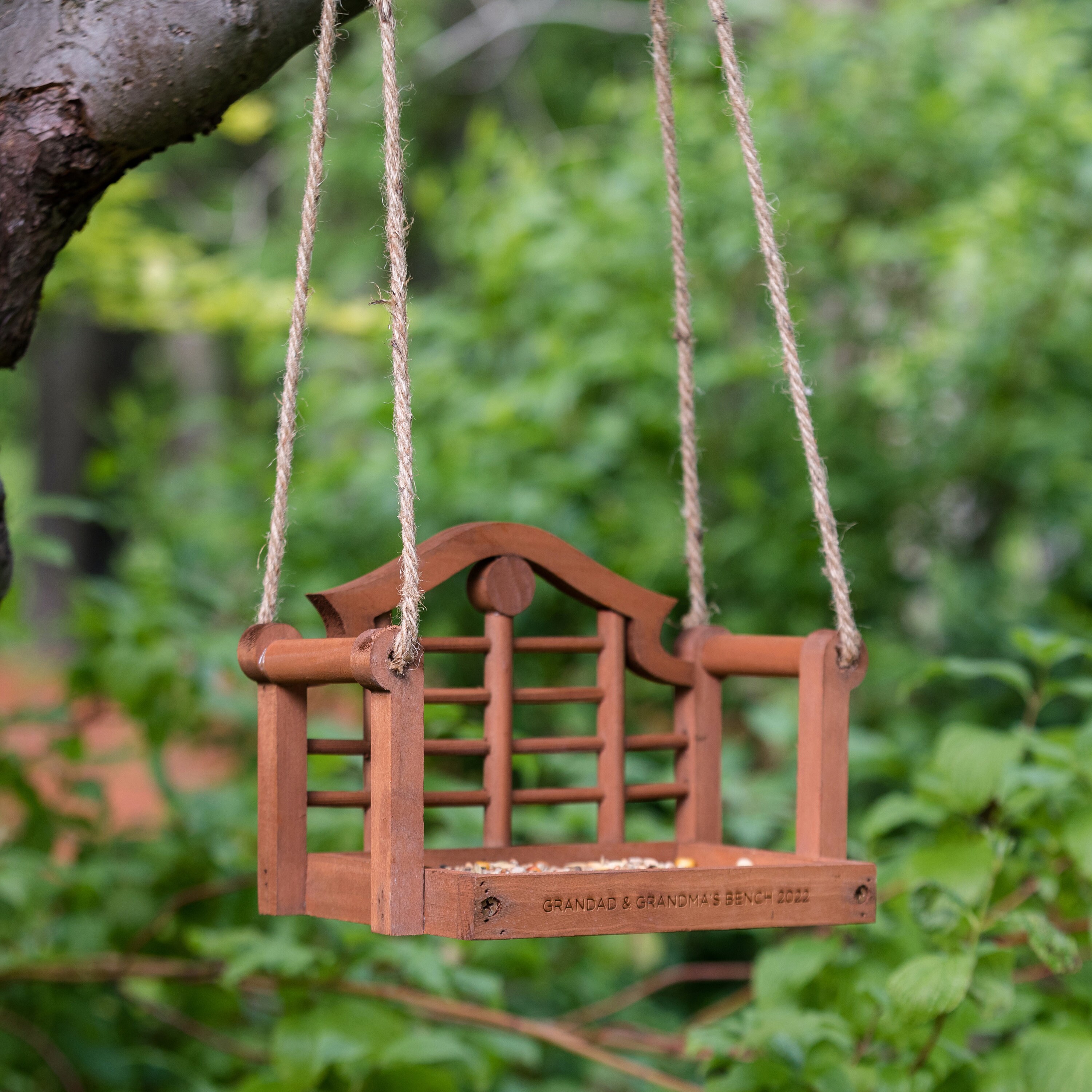 Personalised Wooden Memorial Bench Bird Feeder in Remembrance - Etsy