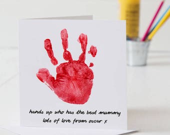 Personalised Hand Print Valentine's Day Card - Etsy