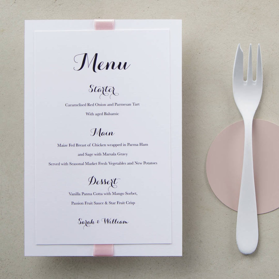 Elegance Wedding Menu Card, Bespoke Wedding Menu, Custom Event Menu ...