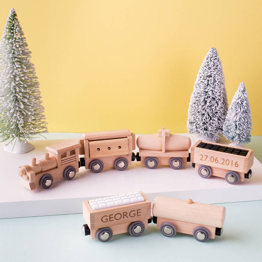 Personalised Wooden Birthday Train Set - Etsy UK