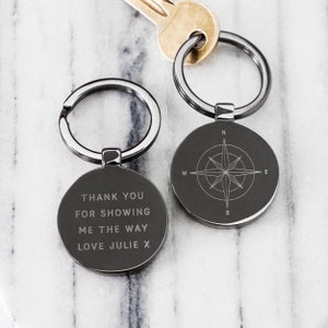 Personalised Compass Keyring for Her, Bespoke Engraved Compass Key ...