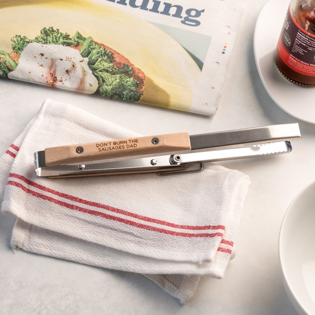 Personalised Wooden Folding BBQ Tongs - Etsy