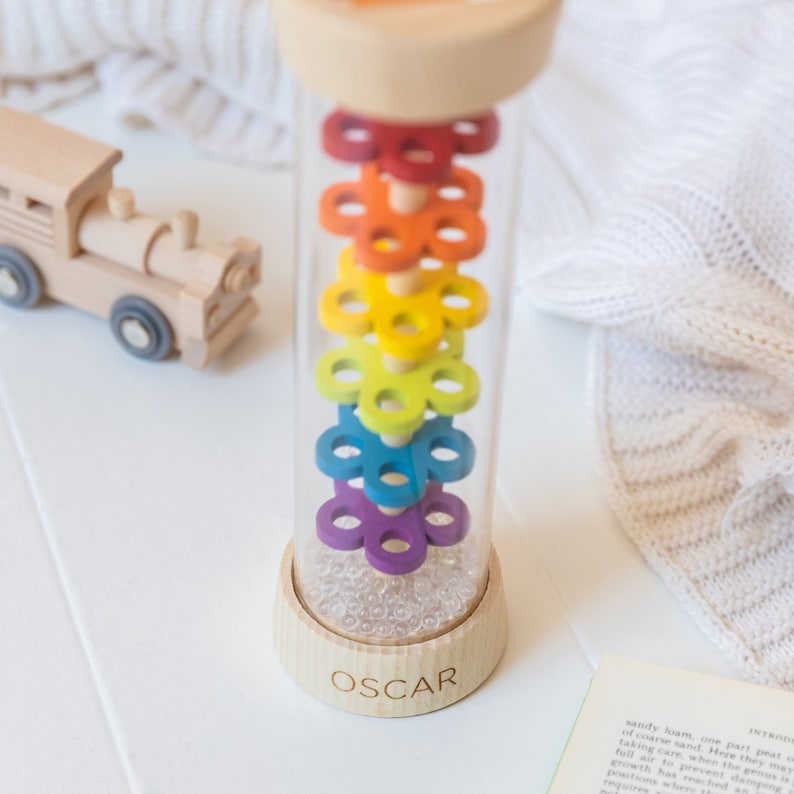 Personalised Wooden Rainbow Rainmaker Toy | Etsy