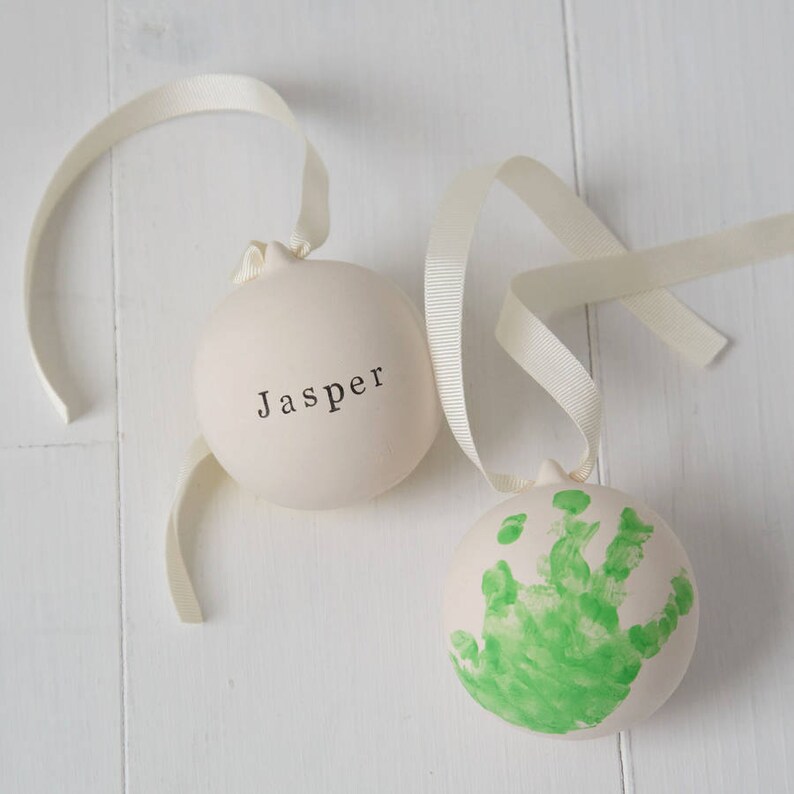 Personalised Hand Print Ceramic Bauble - Etsy UK