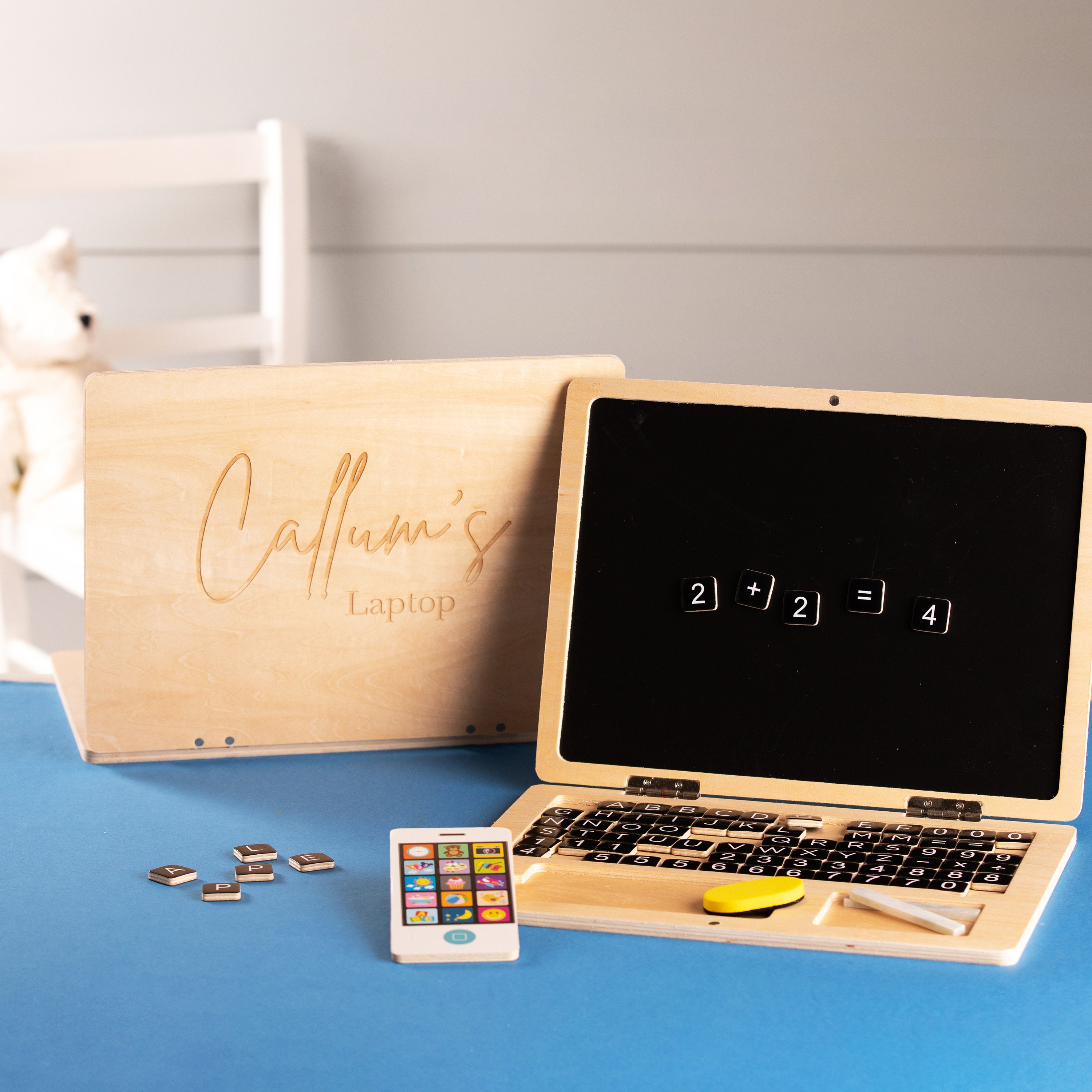 Personalised Wooden Laptop Toy - Etsy UK
