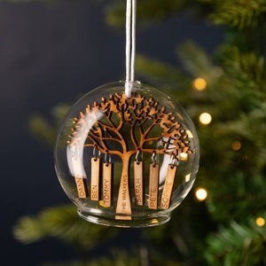 Personalised Wooden Family Tree Glass Dome Bauble Eco Family - Etsy