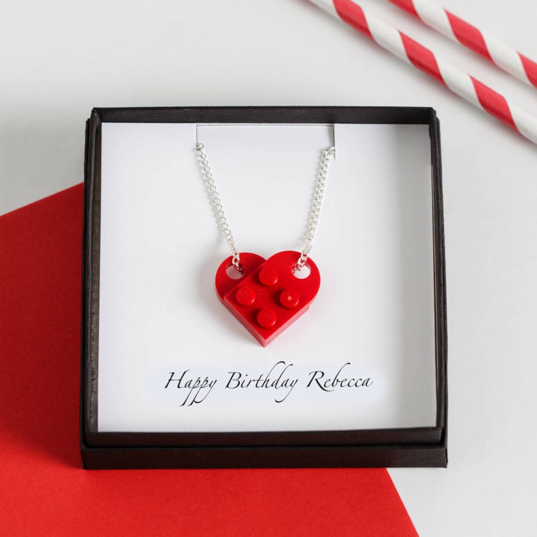 Personalised Building Block Heart Charm Necklace, Love Heart Gifts for ...