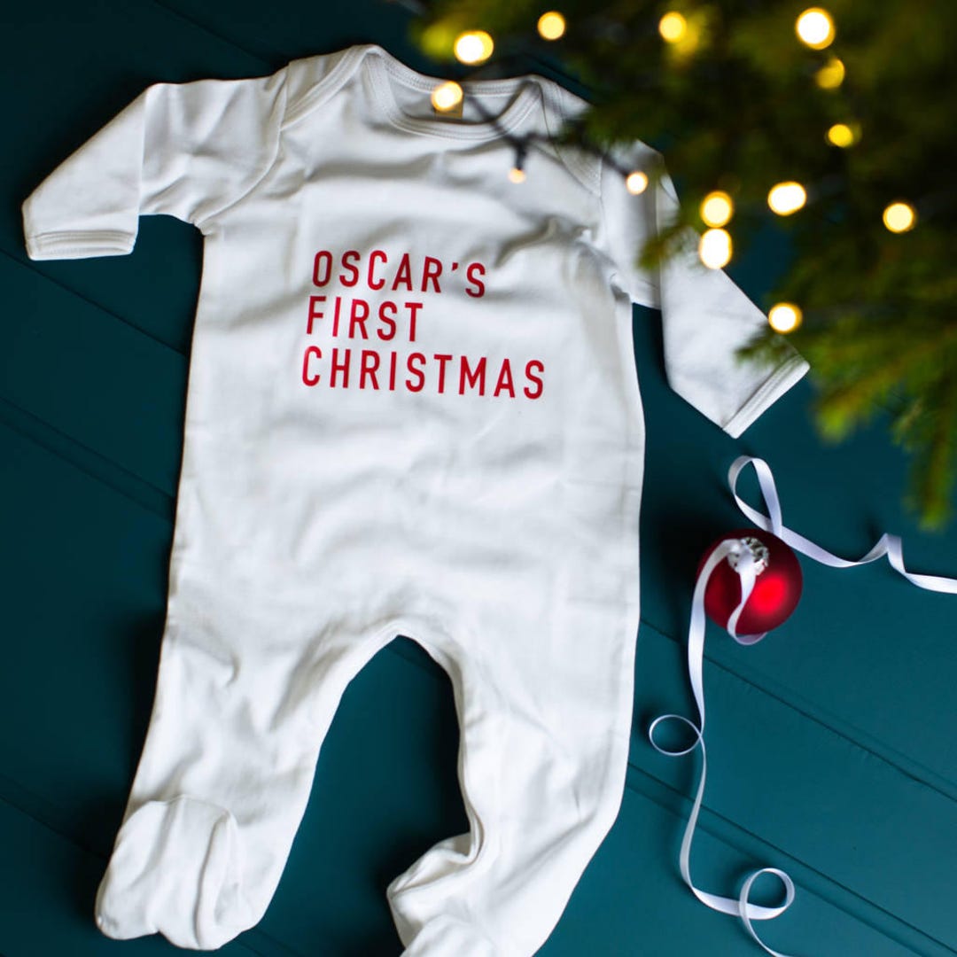 Personalised Baby's First Christmas Sleepsuit - Etsy