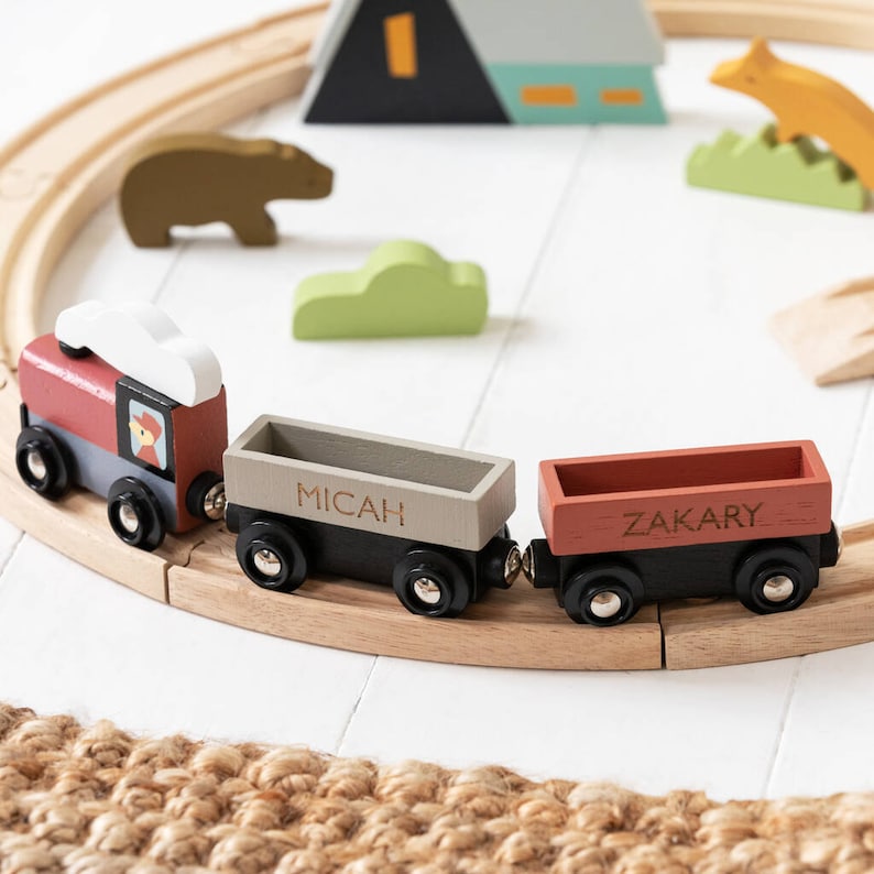 Personalised Wooden Tree Tops Train Set - Etsy