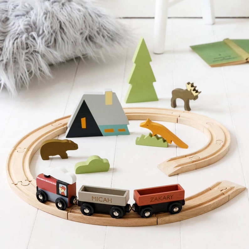 Personalised Wooden Tree Tops Train Set Traditional Wooden - Etsy