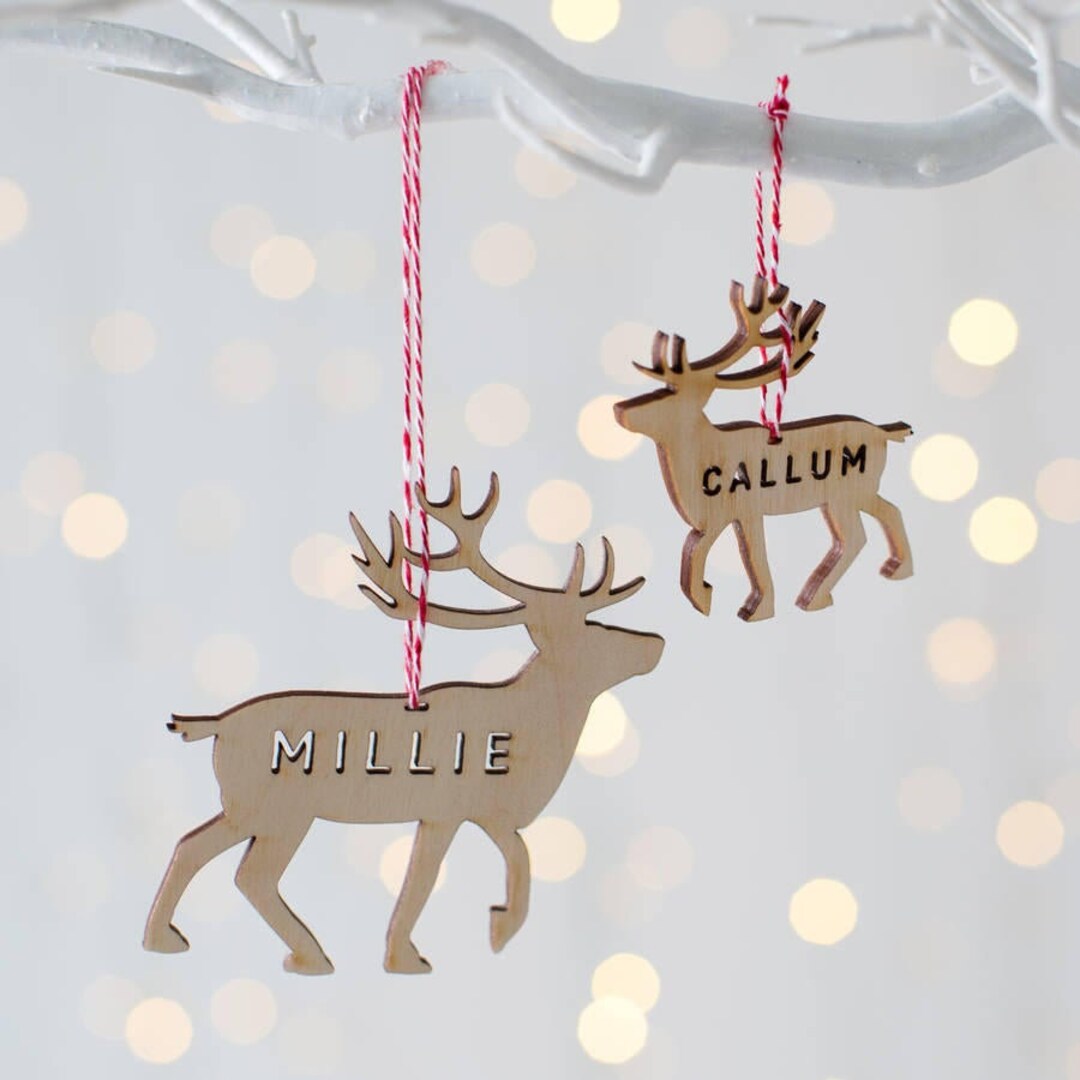 Personalised Wooden Reindeer Decoration - Etsy