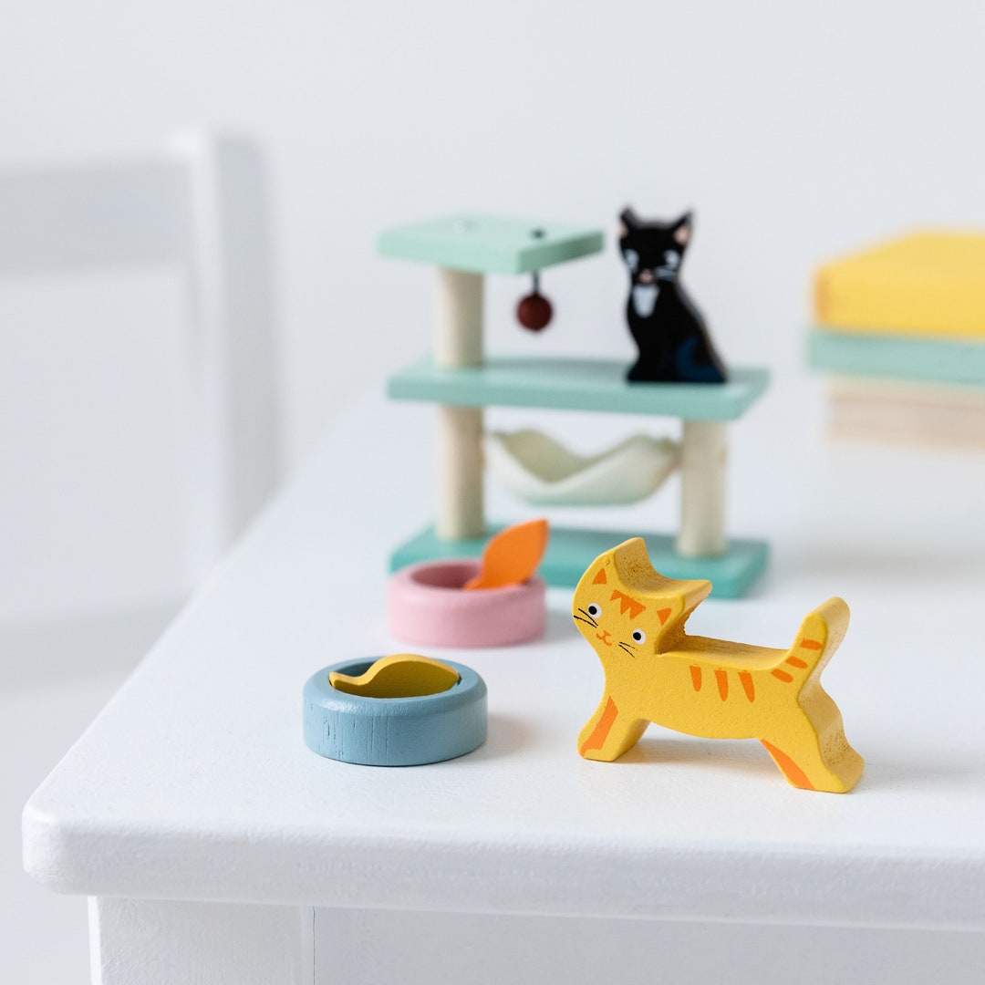 Wooden Pet Cat Play Set Toy - Etsy