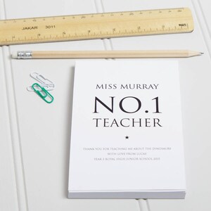 Personalised Number One Teacher Notepad - Etsy UK
