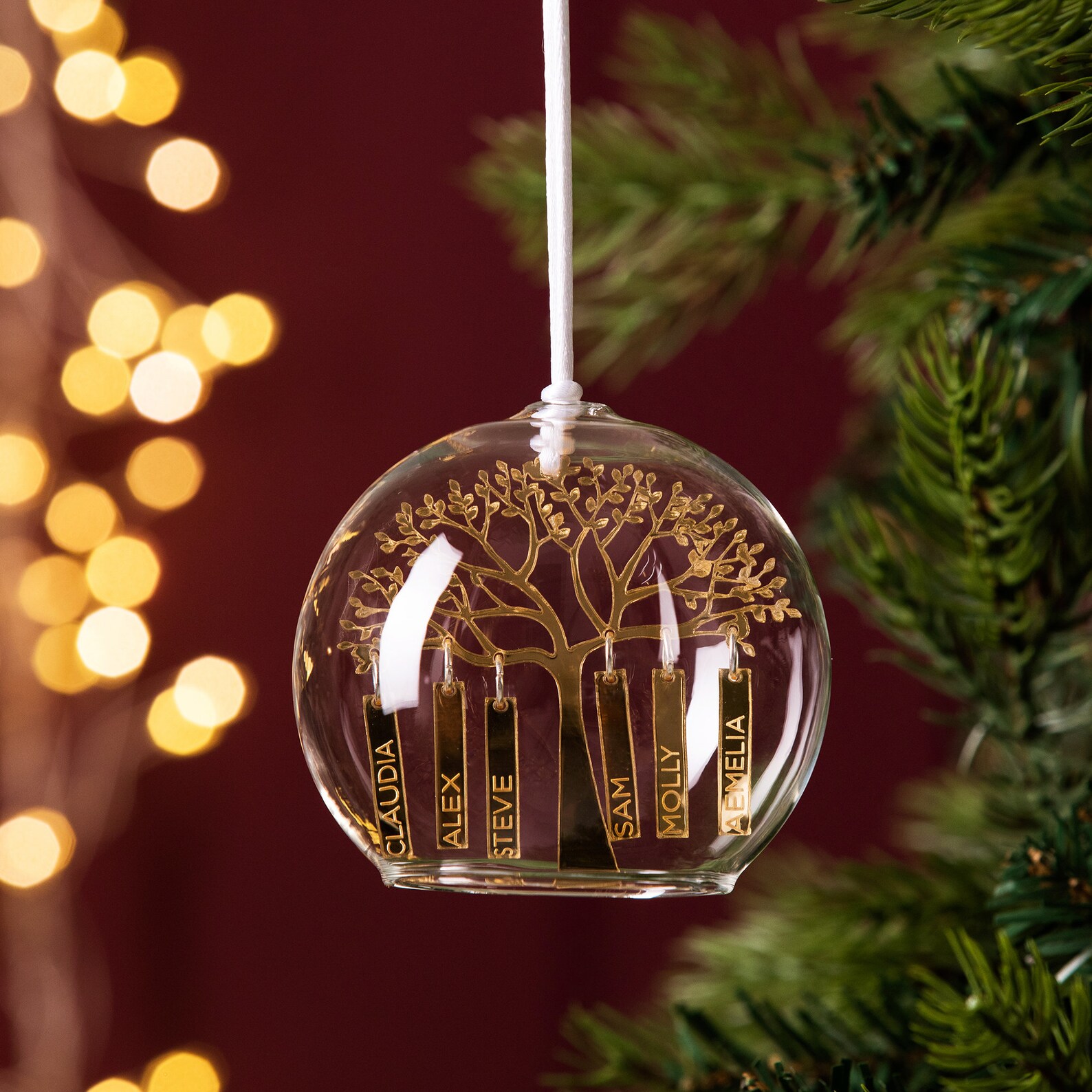 Personalised Family Tree Glass Dome Bauble - Etsy UK
