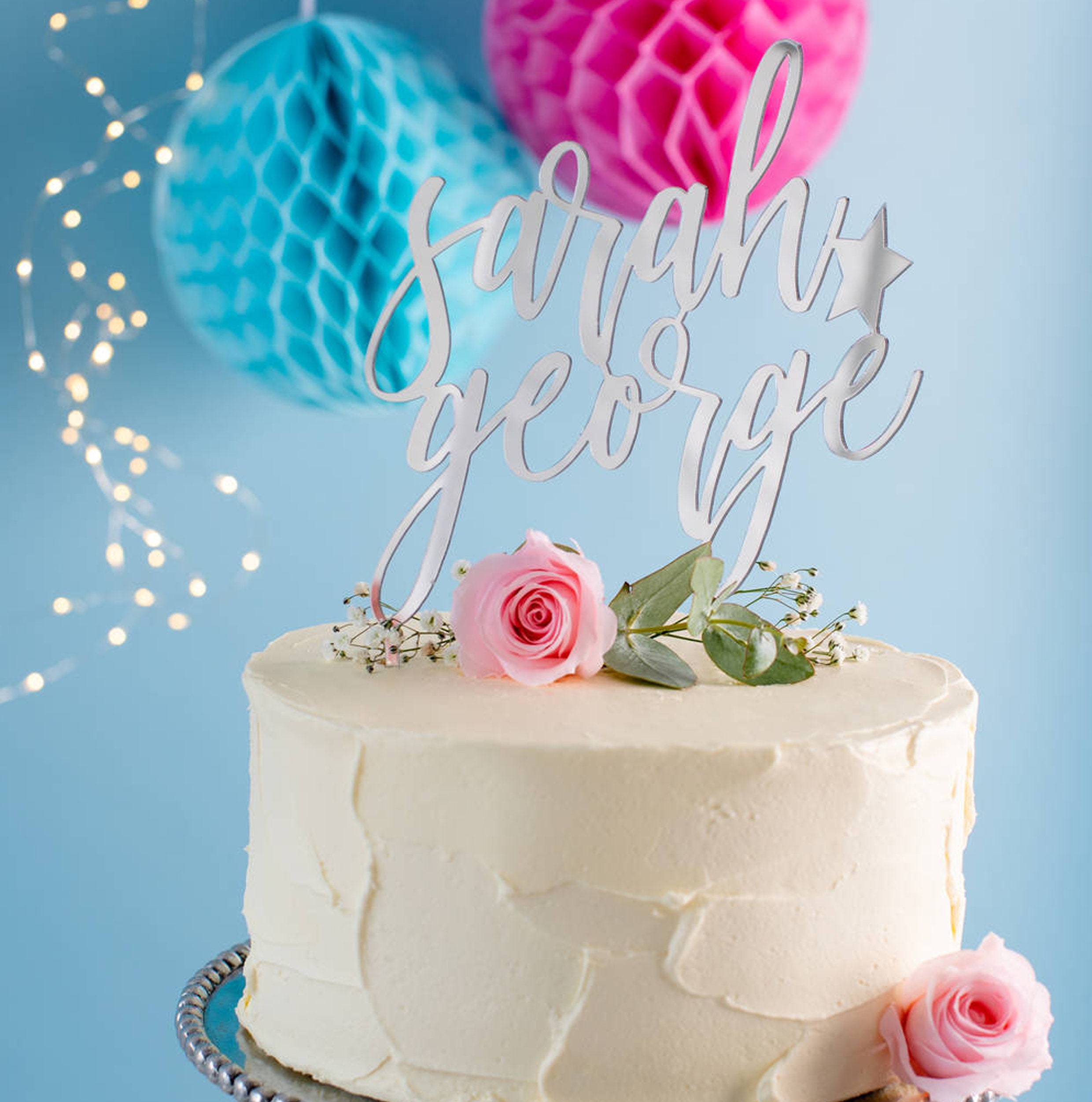 Personalised Classic Star Couples Cake Topper - Etsy