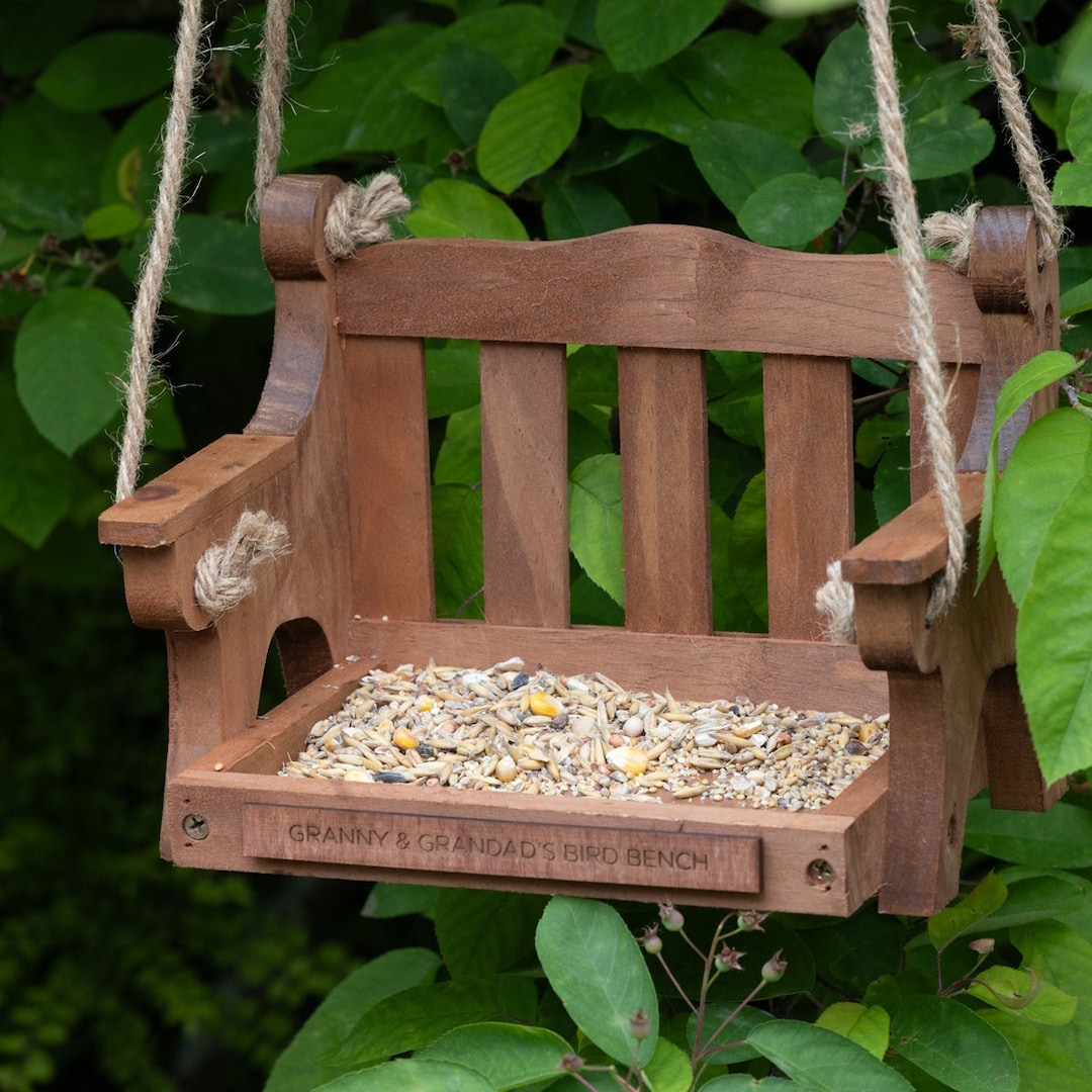 Personalised Wooden Garden Swing Bird Feeder - Etsy