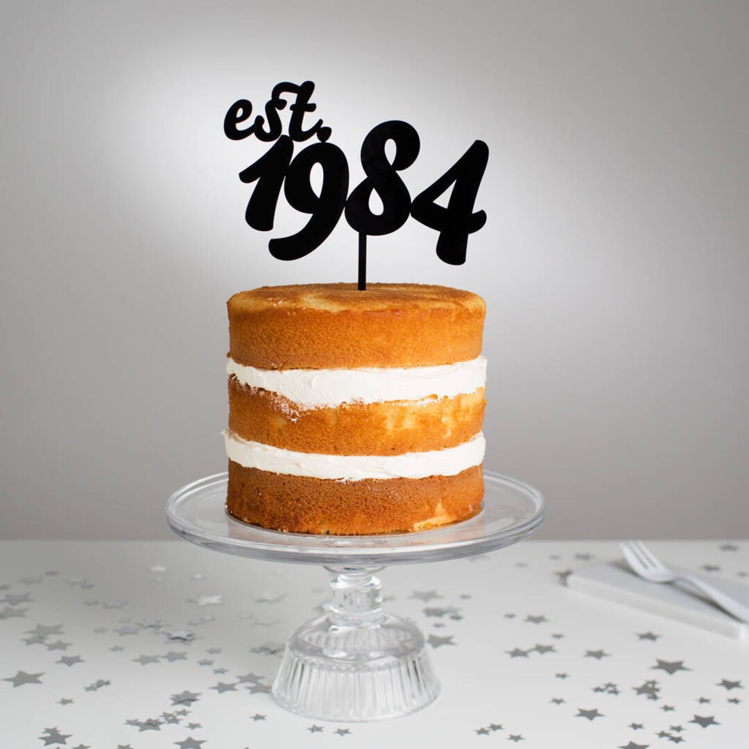 Personalised Retro Year Established Cake Topper, Custom Acrylic ...