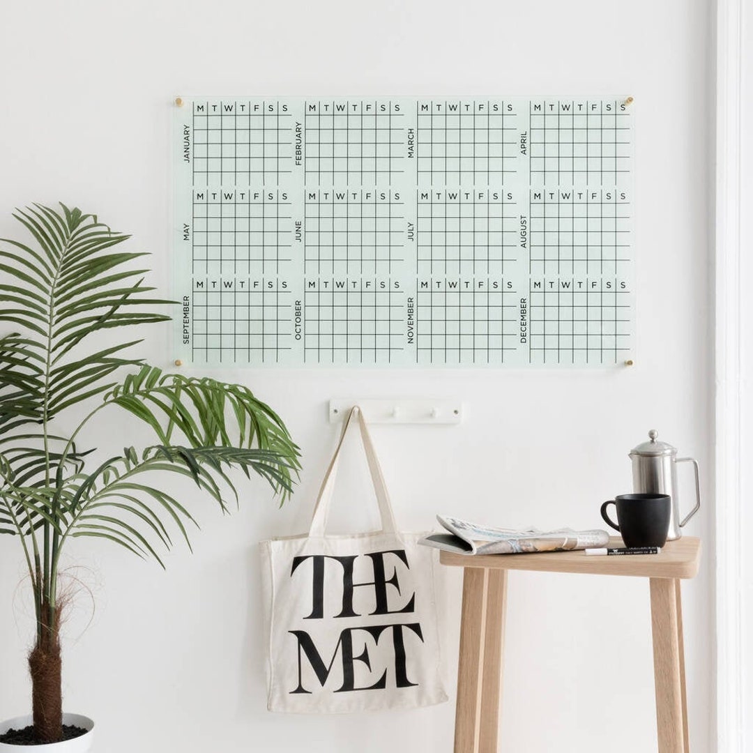 Year to View Acrylic Calendar, Clear Acrylic Dry Erase Calendar ...
