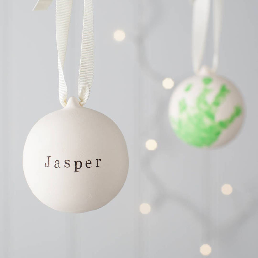 Personalised Hand Print Ceramic Bauble - Etsy