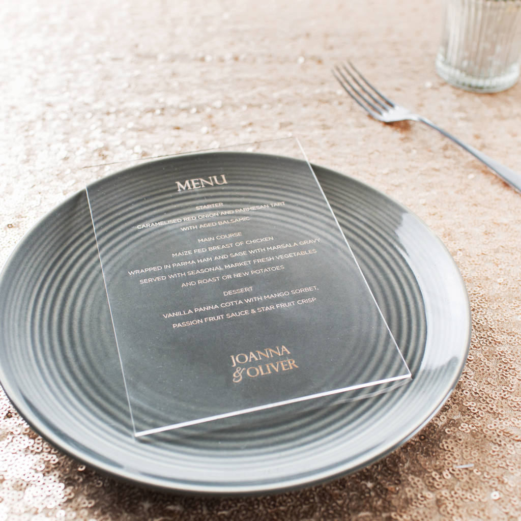 Personalised Clear Acrylic Menu Cards - Etsy