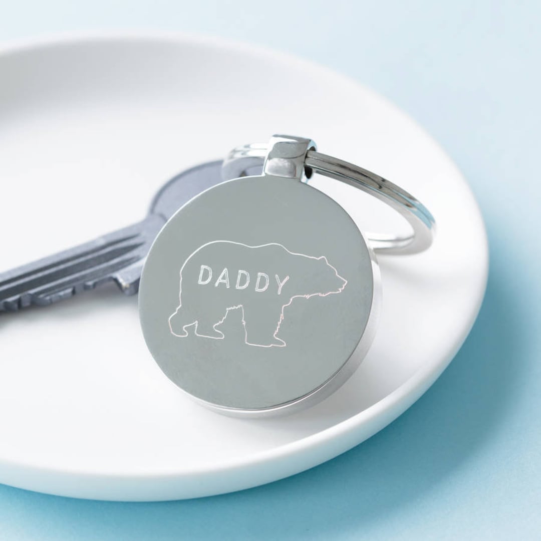 Personalised Engraved Daddy Bear Keyring, Bespoke Engraved Keyring for ...