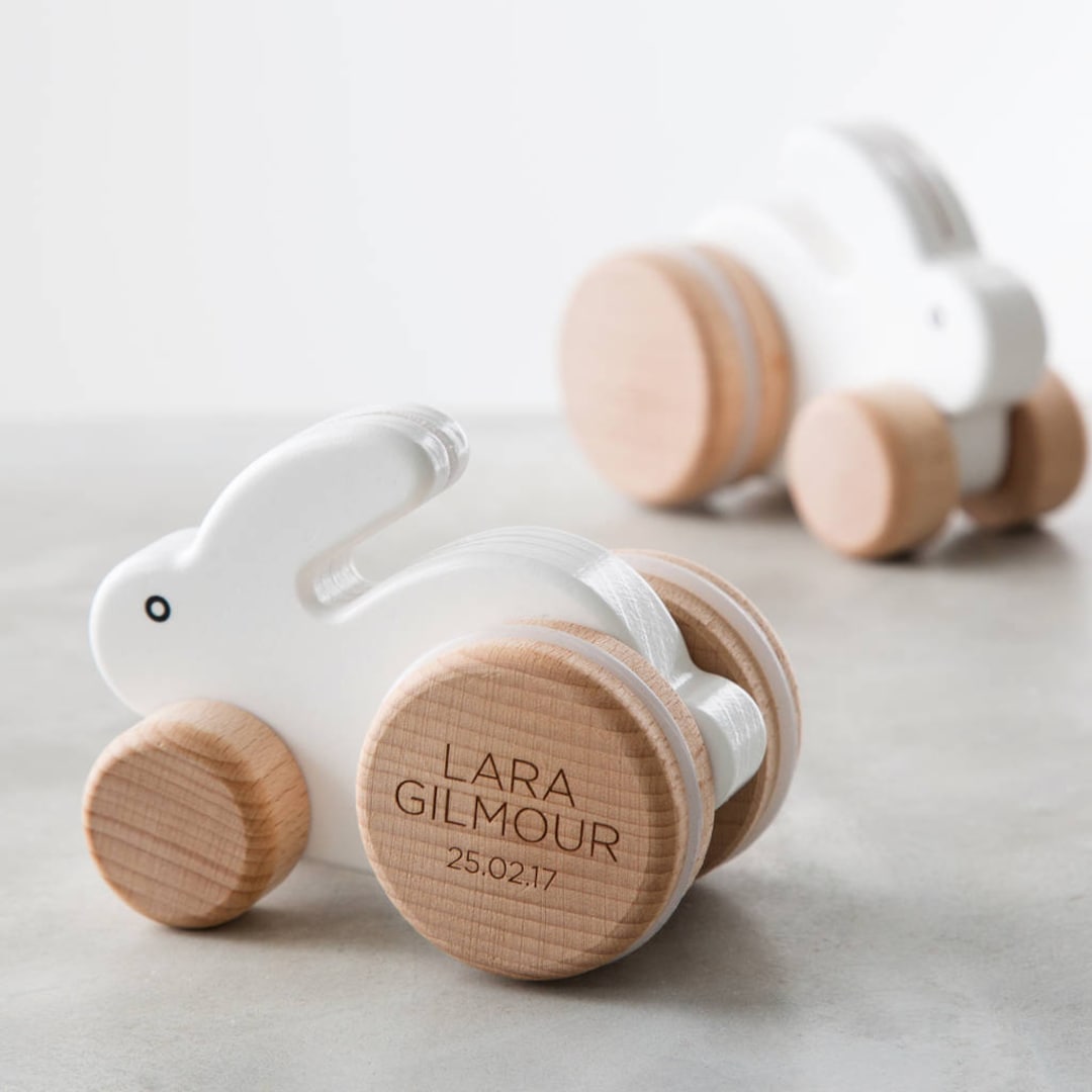 Personalised Christening Baby Wooden Rabbit Toy - Etsy