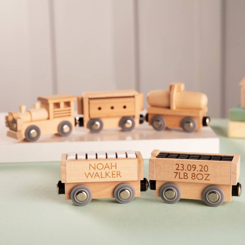 Personalised New Baby Wooden Train Set Traditional Wooden - Etsy UK