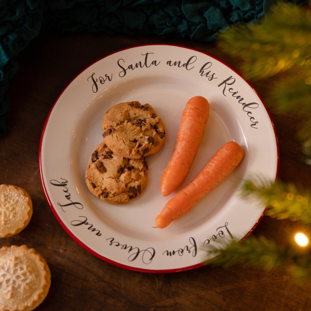 Personalised Enamel Plate for Santa, Christmas Eve Essentials - Etsy
