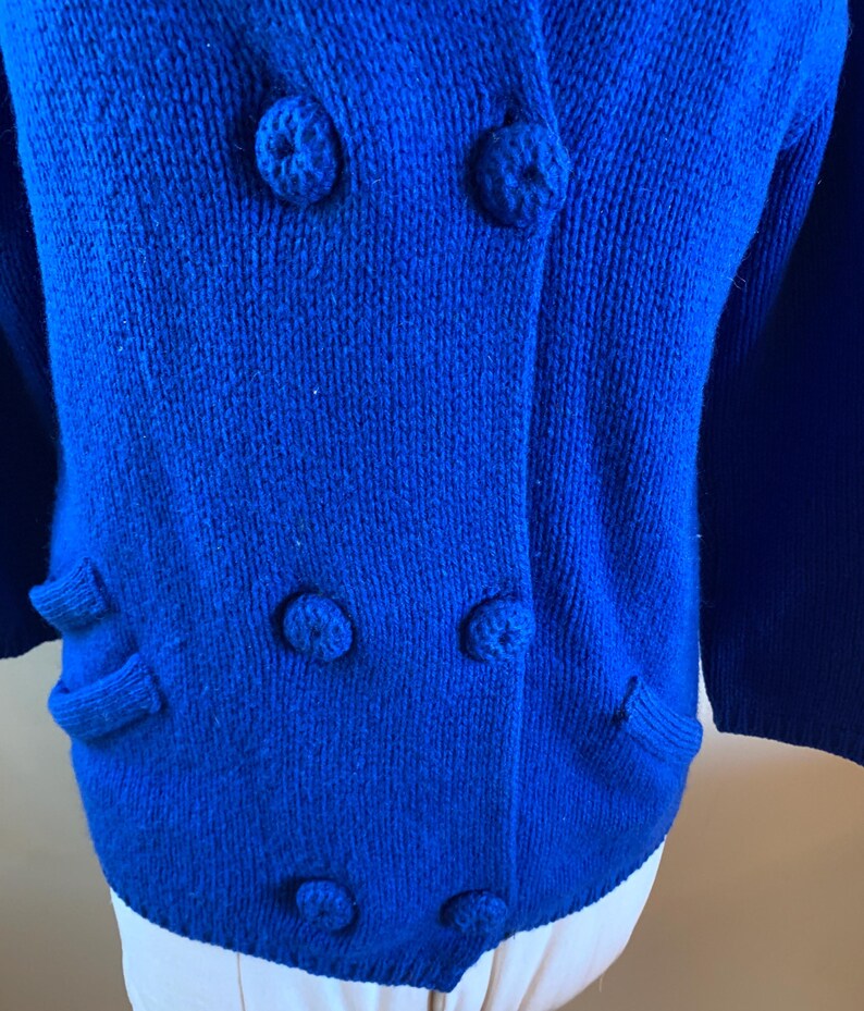 Royal Blue Knitted Shetland Wool Bulky Cardigan Sweater Jacket 1960s - Etsy