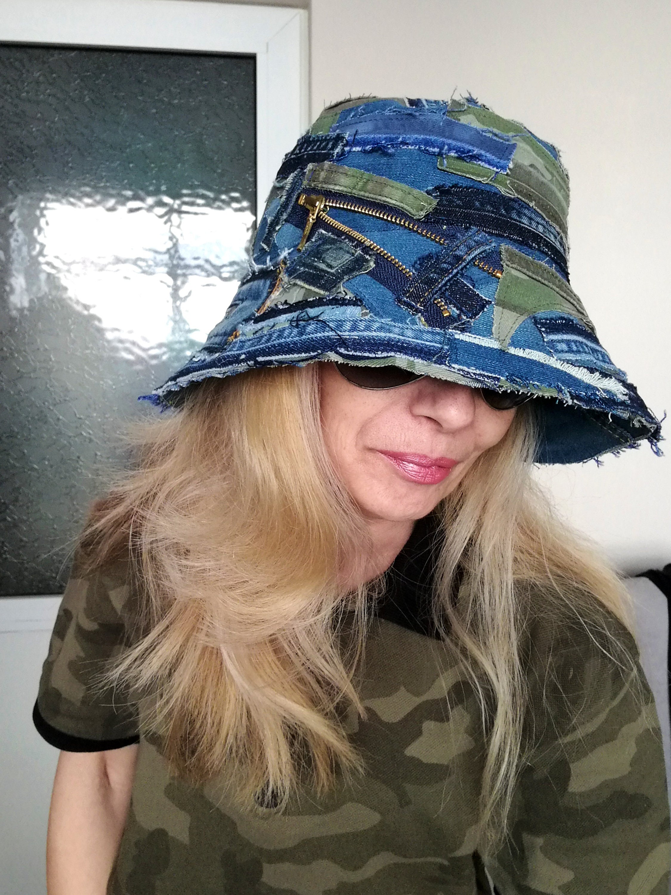 Distressed Denim Bucket Hat 2XL UNISEX Camouflage Hat Ripped - Etsy