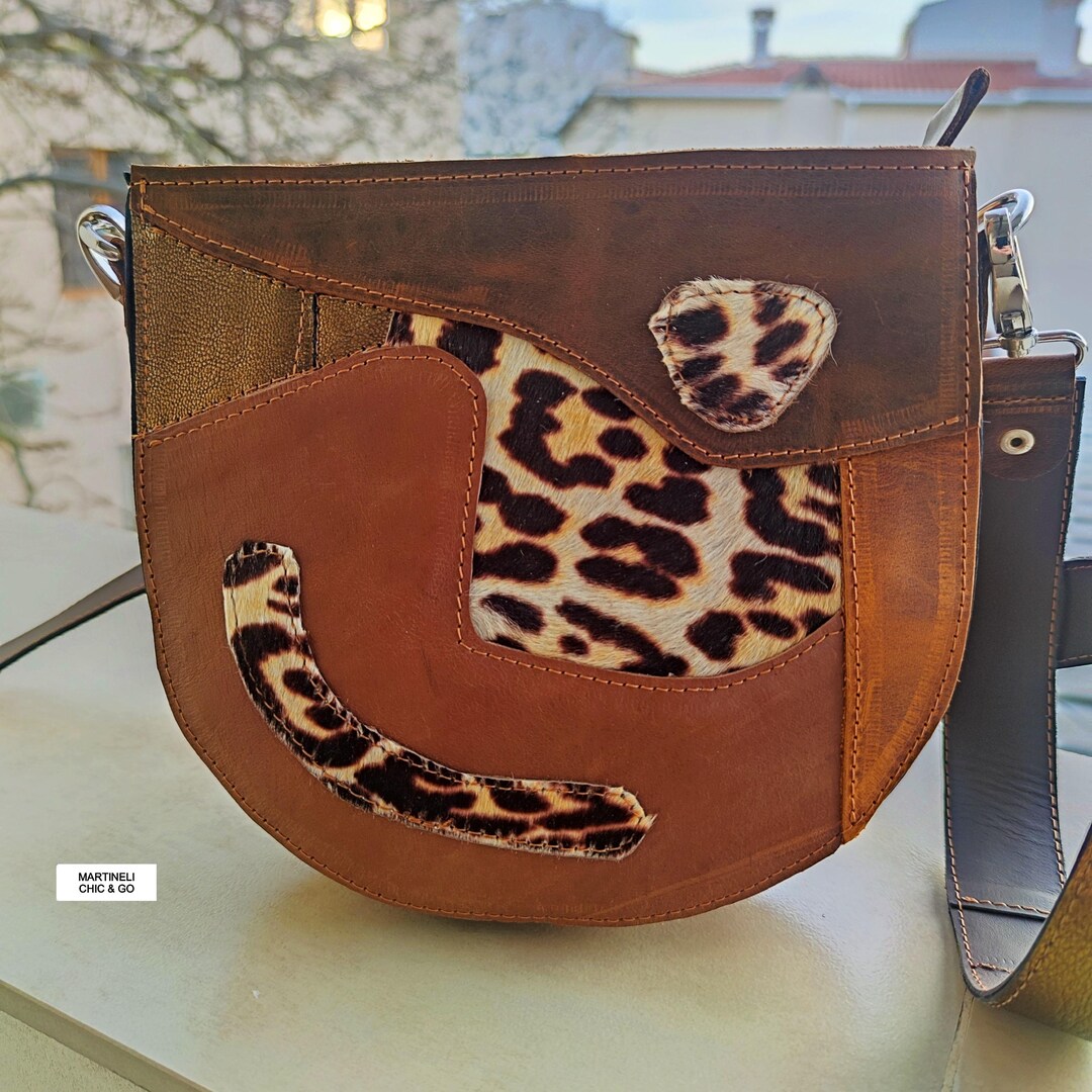 Brown Leather Shoulder Bag Cute Mini Leather Cross Body Bag Patchwork ...