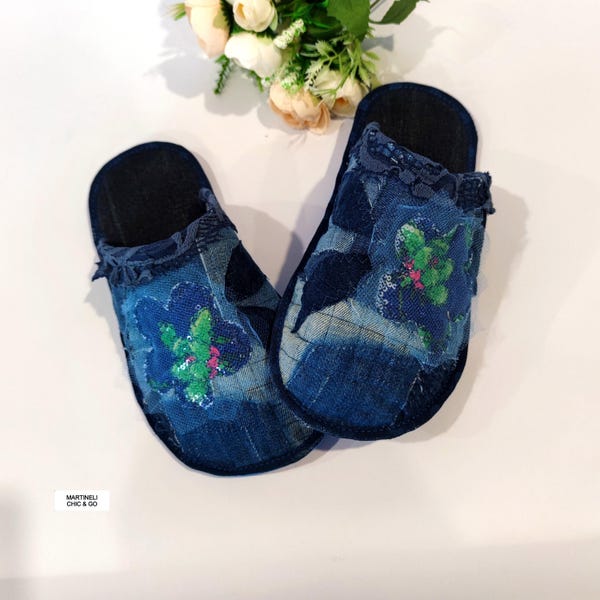 Denim Slippers - Etsy