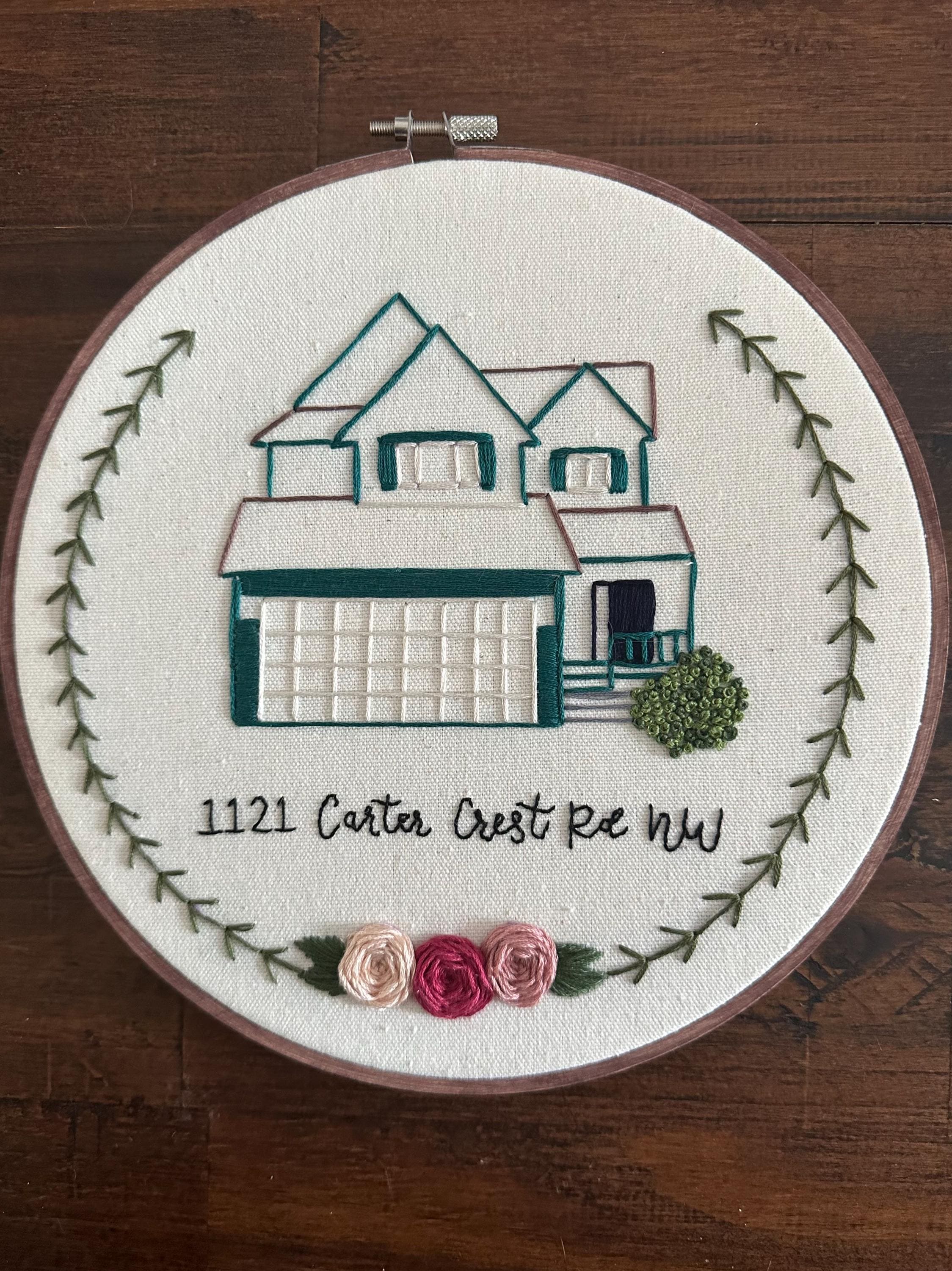 Custom House Embroidery: Personalized Home Portrait, Needlepoint Gift ...