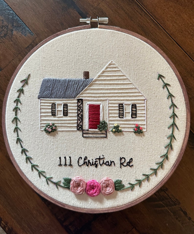 Custom House Embroidery: Personalized Home Portrait, Needlepoint Gift ...