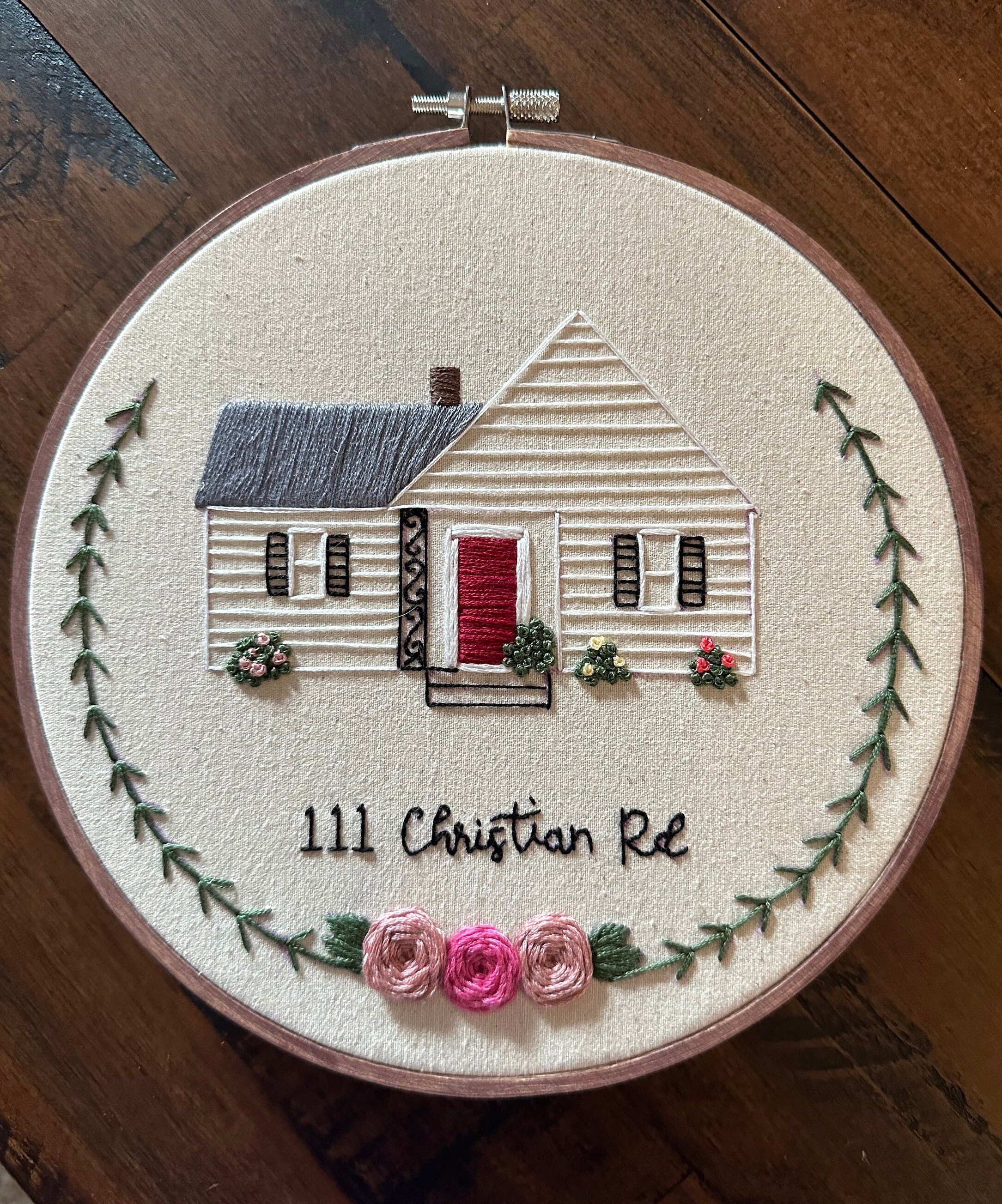 Custom Embroidery, House, Personalized, Needle Point, Housewarming Gift ...