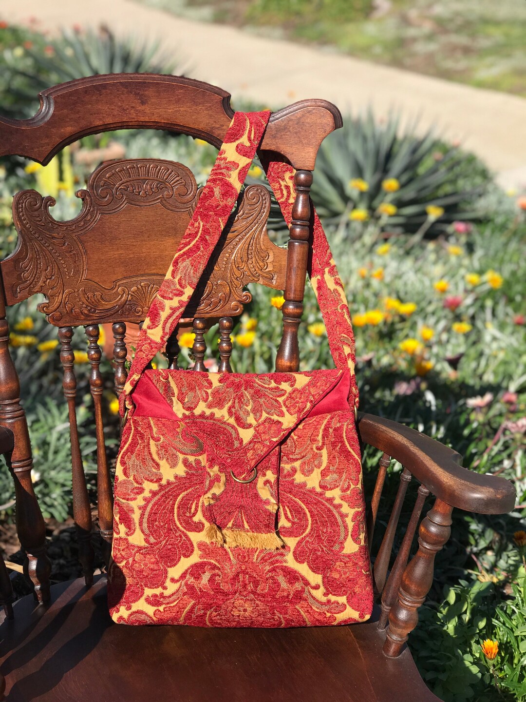 Rubies and Gold. Deep Red Boho Bag With Soft Pockets. - Etsy