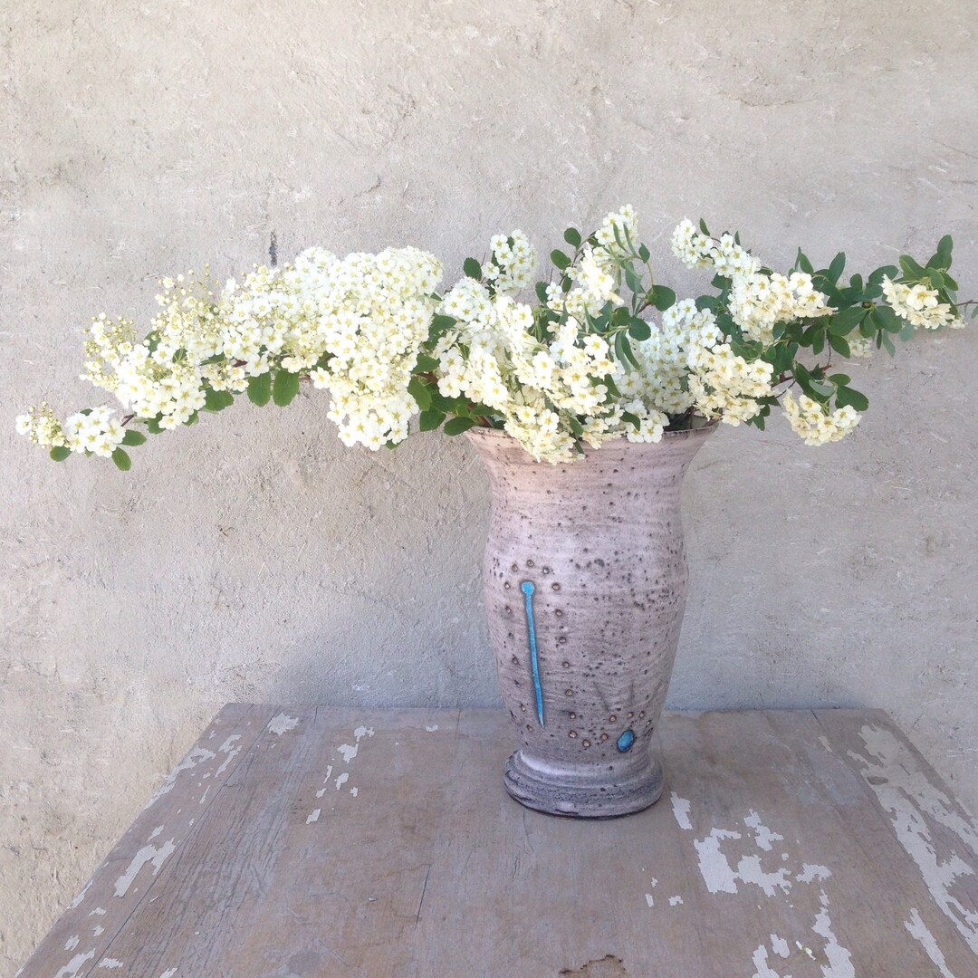 Large Rustic Vase With Turquoise Highlights - Etsy