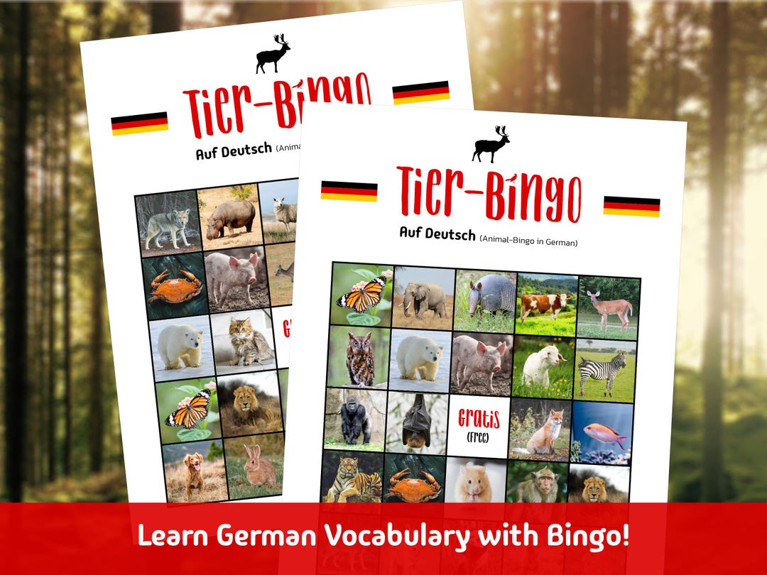 German Animal Bingo: 20 Printable Cards | Vocabulary Game for Kids (PDF ...