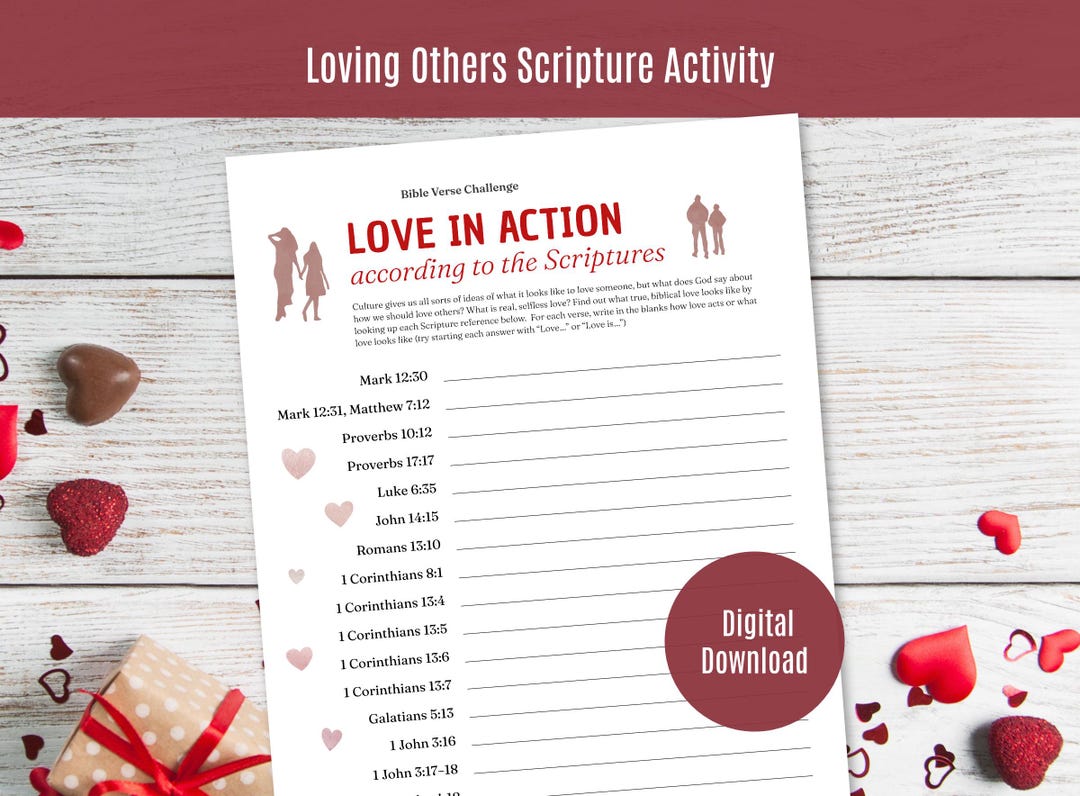 Love in Action Bible Verse Challenge: Teen & Adult Scripture Activity ...