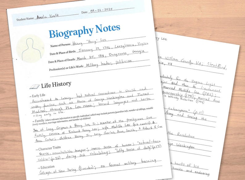 Biography Research Worksheet Bundle: Report Outline, Notetaking Guide ...