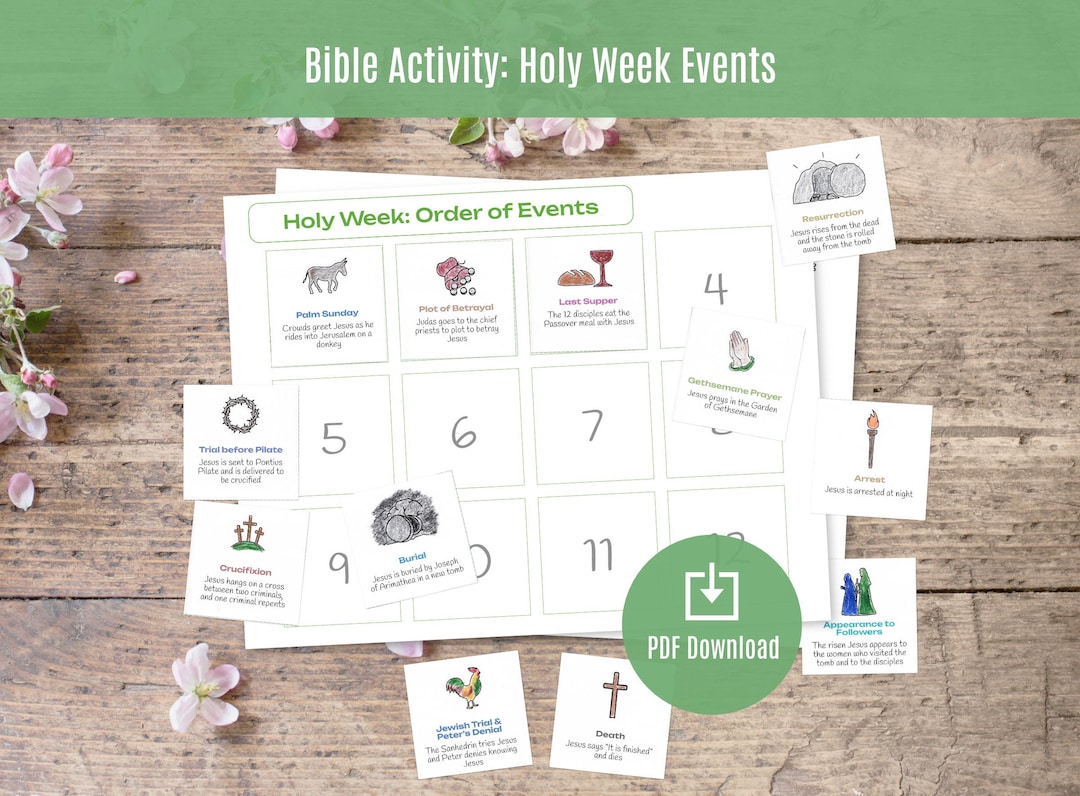 Order the Events of the Easter Story: Holy Week Bible Activity for Kids ...