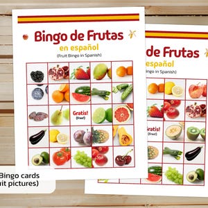 Spanish Fruit Bingo: 20 Printable Cards | Vocabulary Learning Game for ...