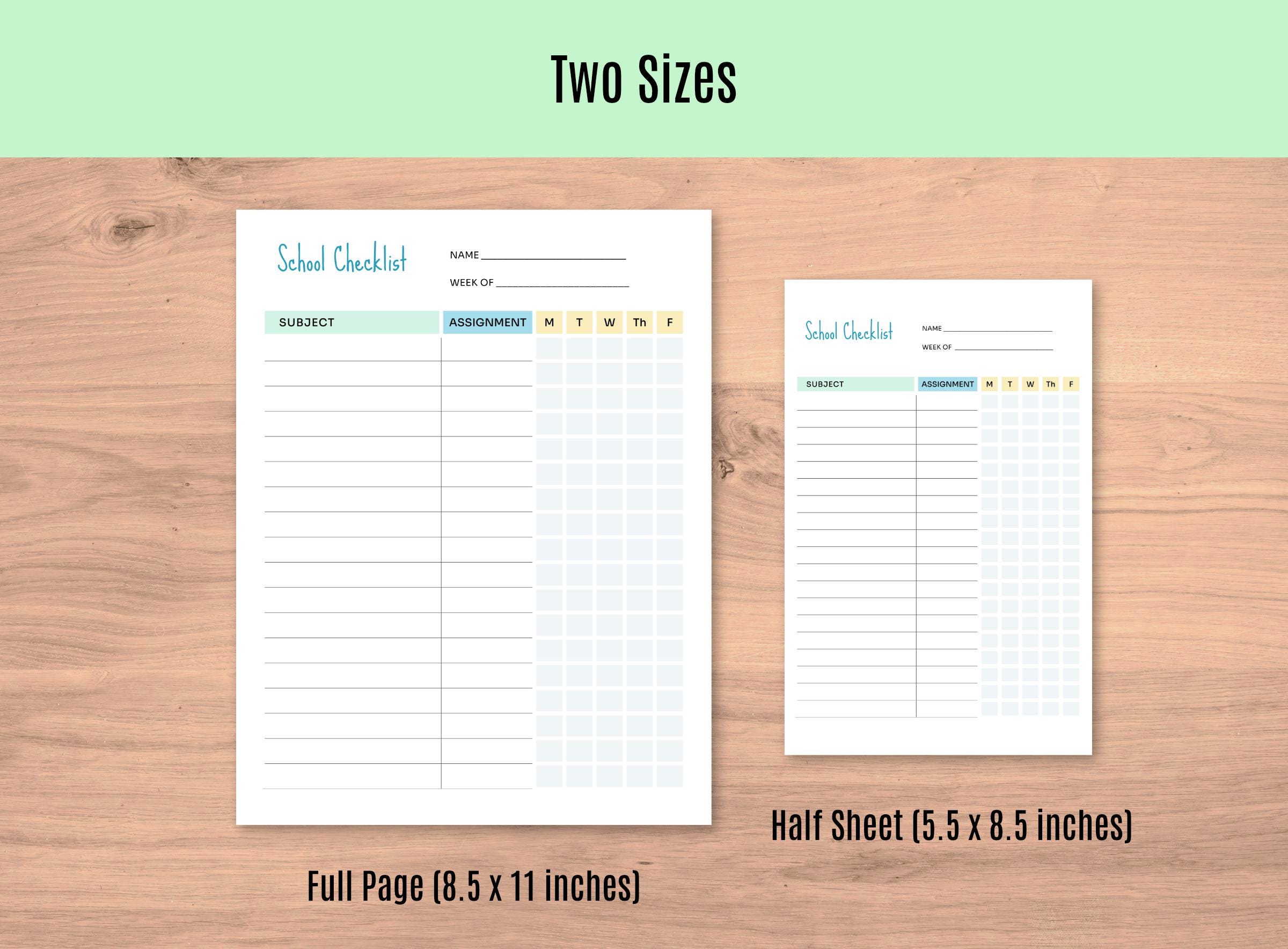Weekly School Checklist Printable | Student Checklist for Homeschool ...