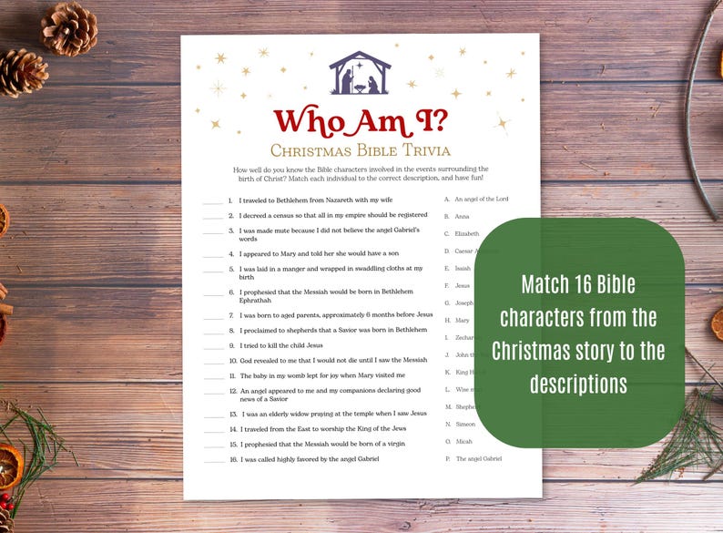 Who Am I? Christmas Bible Character Trivia: Printable Activity for ...