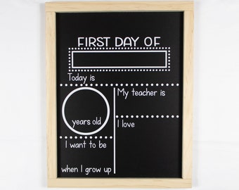 Customizable First Day of School Chalkboard Sign Reusable Back-to ...