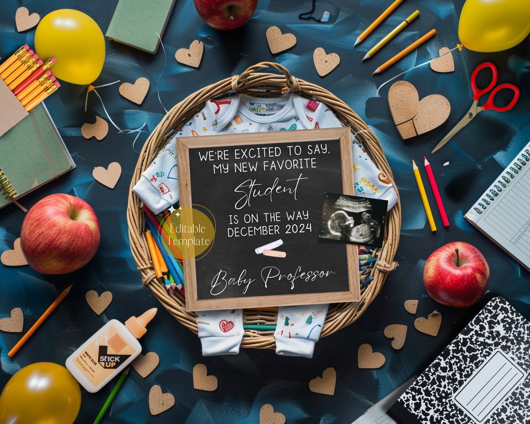 Teacher Pregnancy Announcement, Digital Homeschool Teacher Baby Reveal ...