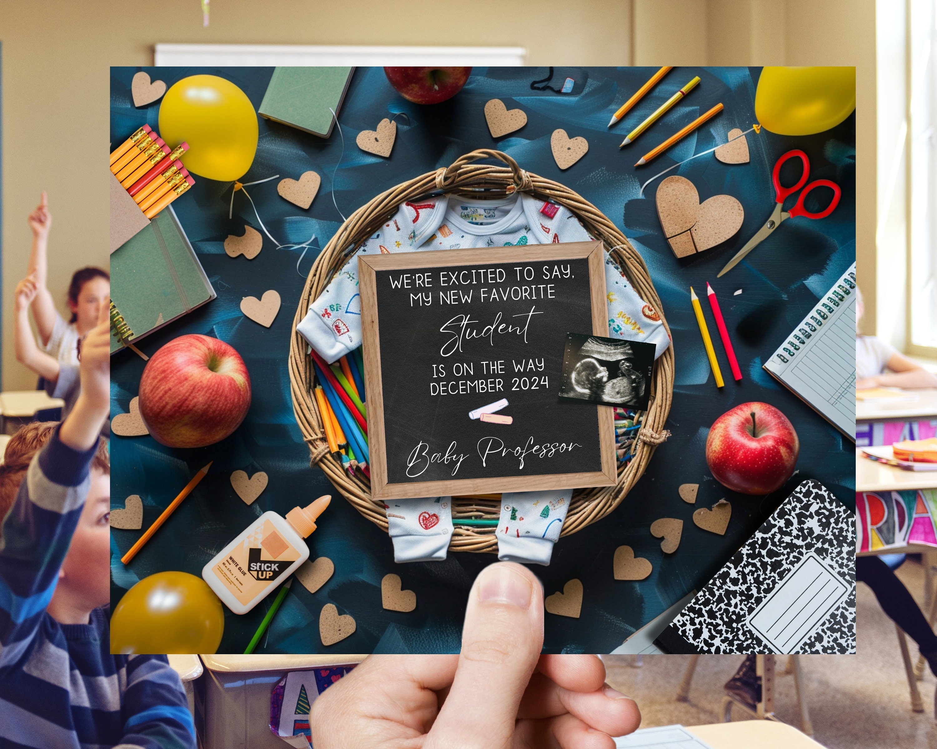 Teacher Pregnancy Announcement, Digital Homeschool Teacher Baby Reveal ...