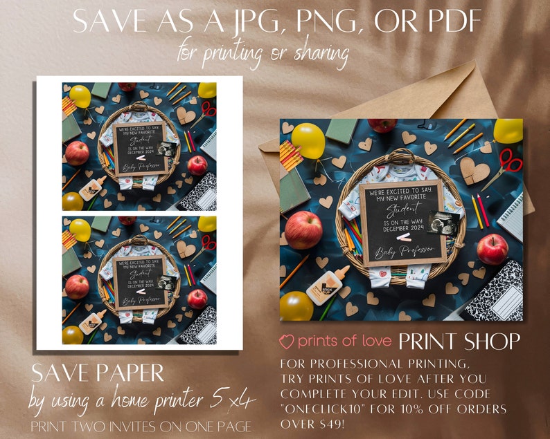 Teacher Pregnancy Announcement, Digital Homeschool Teacher Baby Reveal ...