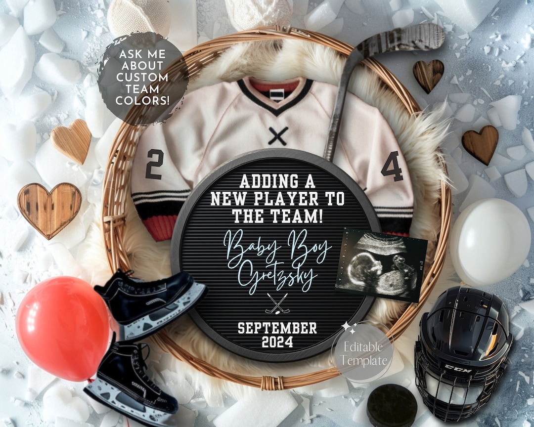 Hockey Pregnancy Announcement Digital, Ice Rink Baby Reveal, New Player ...