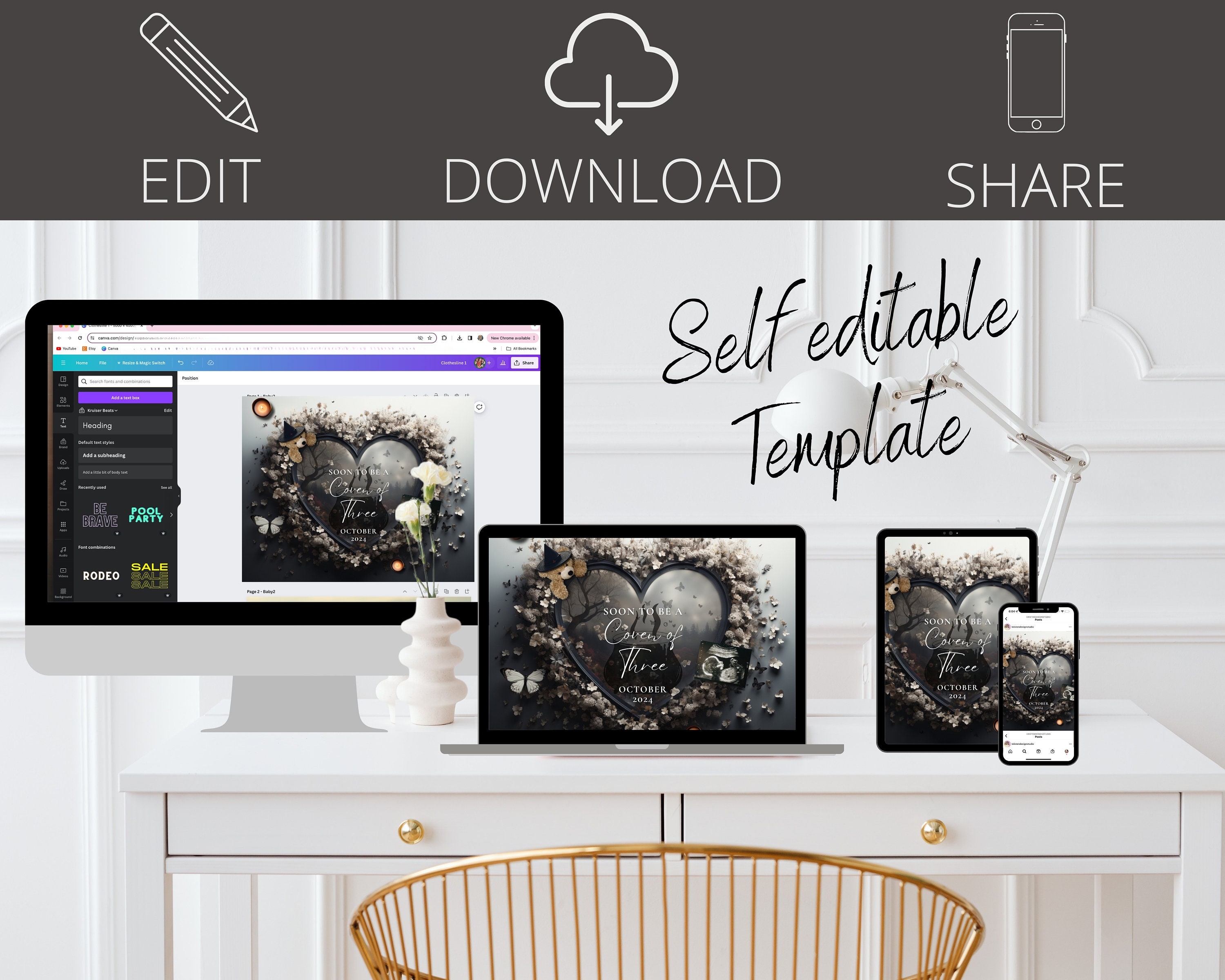 Gothic Pregnancy Announcement, Coven of Three Baby Announcement ...